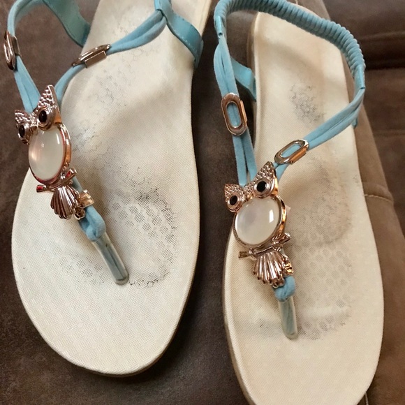 Shoes | Baby Blue Thong Sandals With Owl | Poshmark